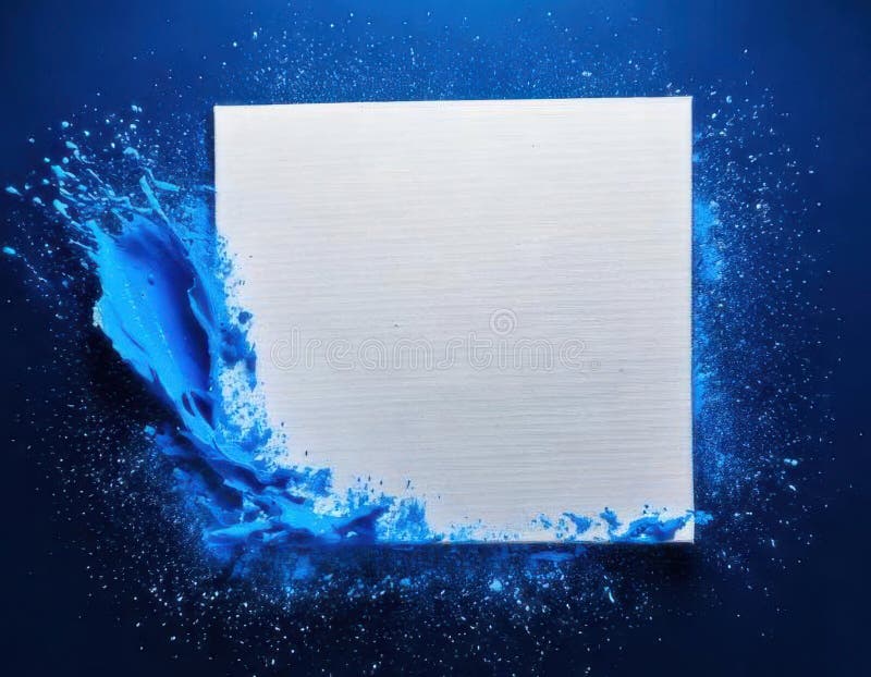 Close Up Blue Paint Splashed on White Paper Stock Illustration ...
