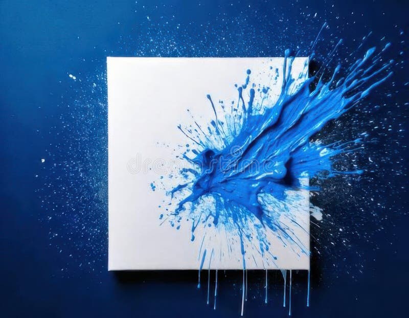 Close Up Blue Paint Splashed on White Paper Stock Illustration ...
