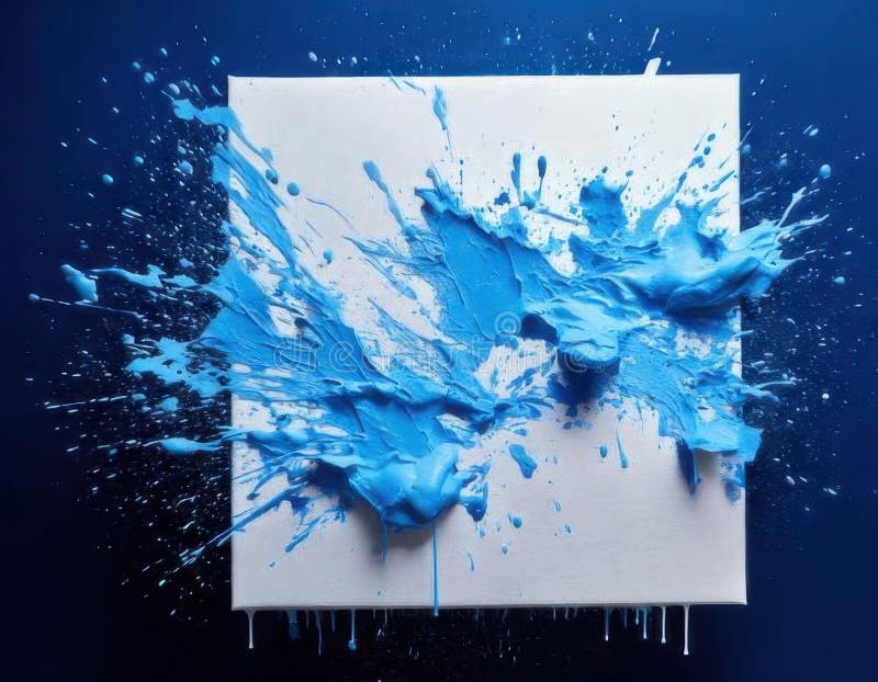 Close Up Blue Paint Splashed on White Paper Stock Illustration ...