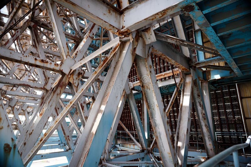 Close Up of Blue-Painted Metal Structure Stock Photo - Image of detail ...