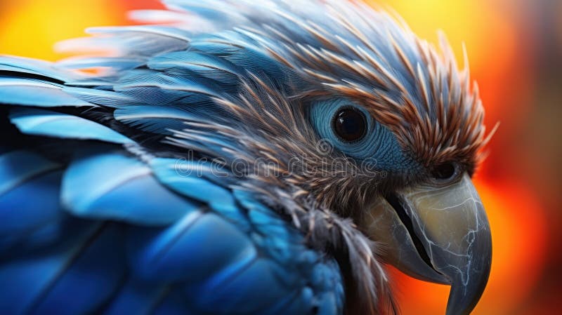A Close Up of a Blue Parrot with Bright Orange Feathers, AI Stock Photo ...