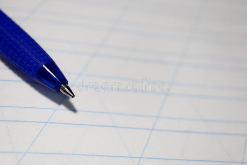 Close Up of Blue Pen on Lined Paper Stock Photo - Image of blank, close ...
