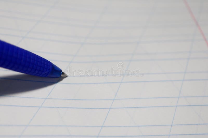 Close Up of Blue Pen on Lined Paper Stock Image - Image of finance ...