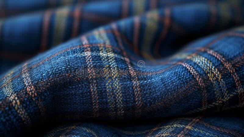 Close-up of Blue Plaid Wool Fabric Texture Stock Image - Image of ...