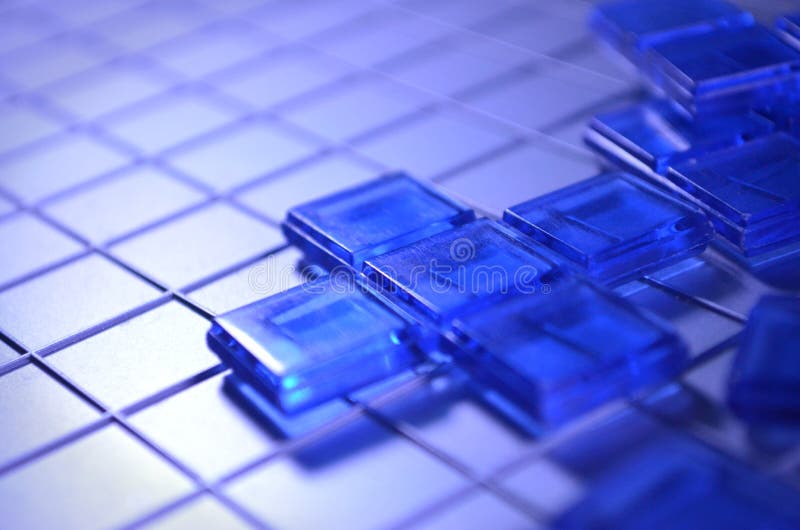 Blue Plastic Pieces on a Grid Pattern, Game Pieces Stock Photo - Image ...