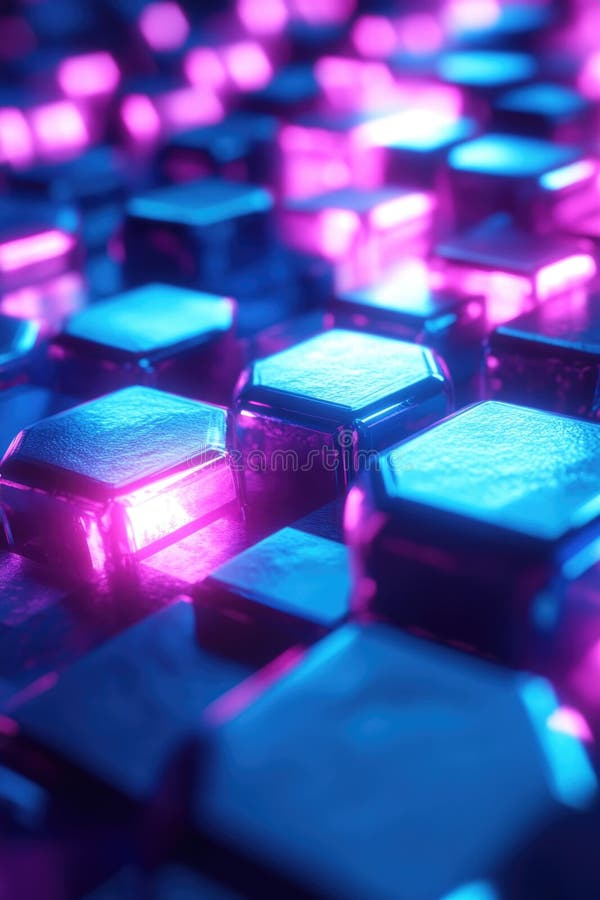 Close Up of a Blue and Purple Cube Pattern Stock Illustration ...