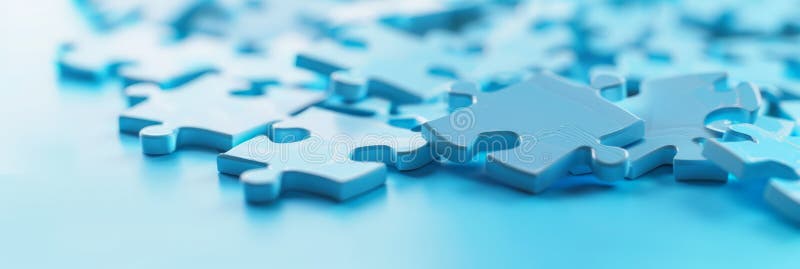 Close-up of Blue Puzzle Pieces on a Light Background. Concept of Detail ...