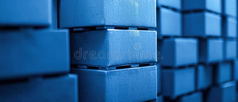 Close-Up of Blue Rectangular Boxes Representing Warehouse Management ...