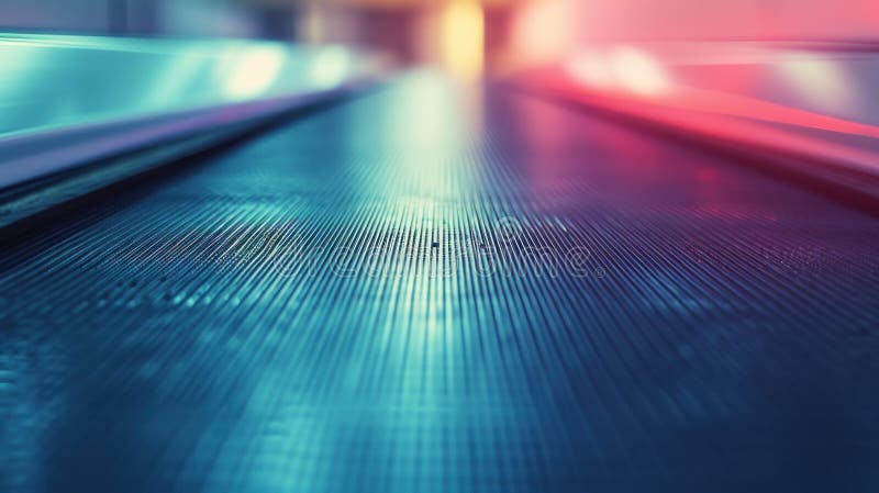 A Close Up of a Blue and Red Colored Escalator, AI Stock Illustration ...