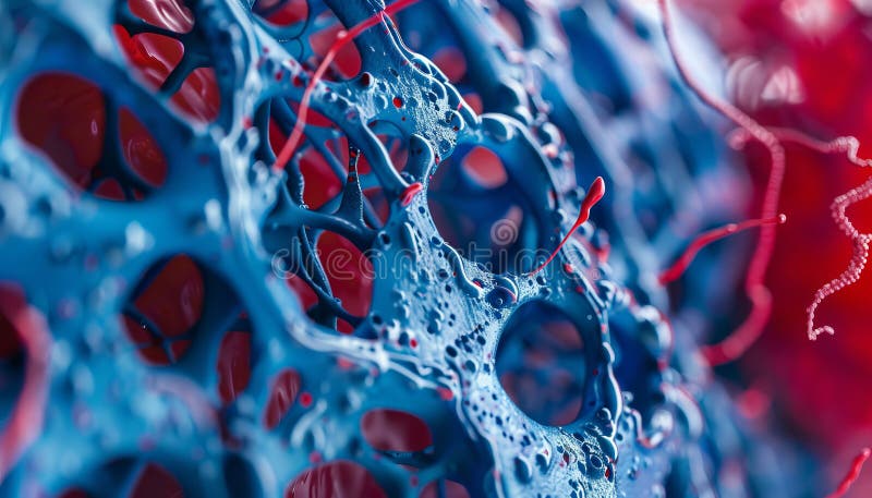 Close Up of Blue and Red Model of Human Cell Structure. Stock ...