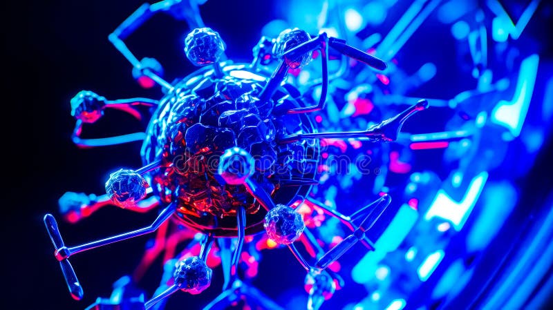 Close Up of Blue and Red Model of Human Cell Structure. Generative AI ...