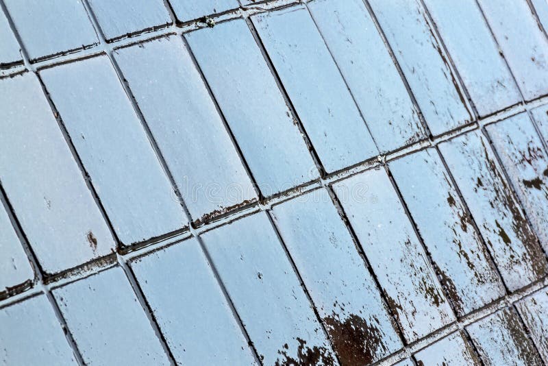 Close Up Blue Reflections and Grunge on Wet Tiles Stock Photo - Image ...