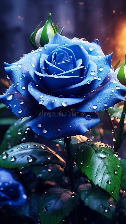 Close Up of a Blue Rose. Generative AI Stock Illustration ...