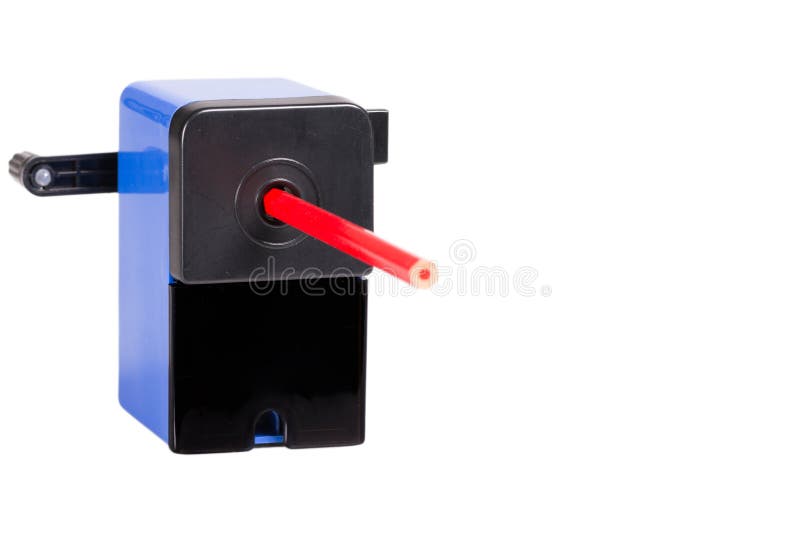 Close-up of a Blue Sharpener with Pencil Stock Photo - Image of blue ...
