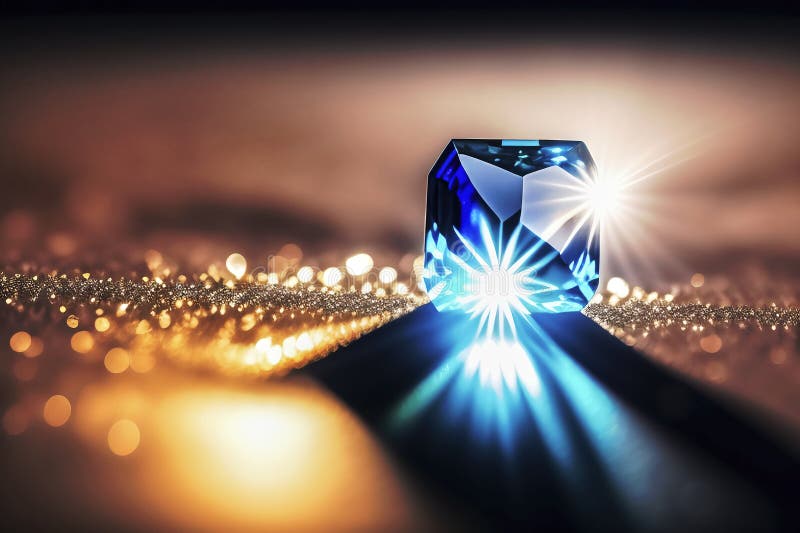 Close-up of a Blue Shimmering and Glittering Brilliant with Reflections ...