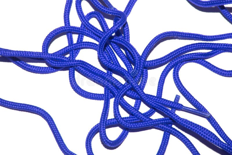 Close Up of Blue Shoe Lace Fabric on a White Background Stock Image ...