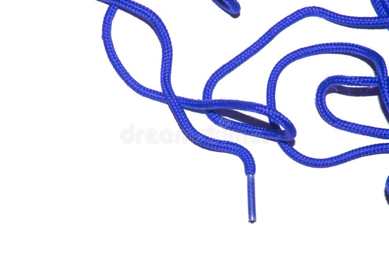 Close Up of Blue Shoe Lace Fabric on a White Background Stock Image ...