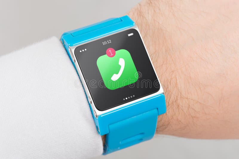 Blue Smart Watch with Fitness App Icon on Screen Stock Image - Image of ...