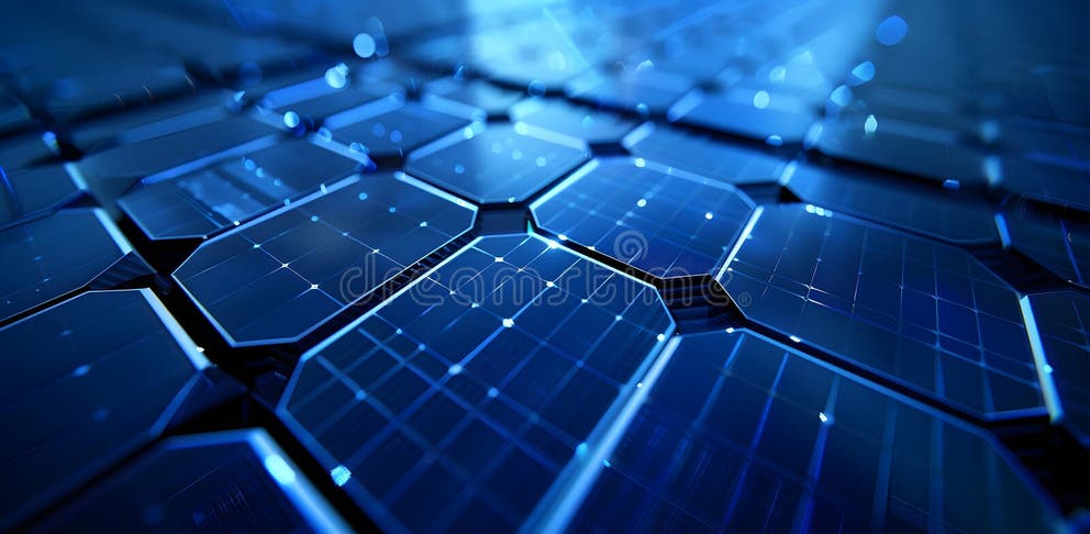 Close-Up of Blue Solar Panel Grid Stock Illustration - Illustration of ...