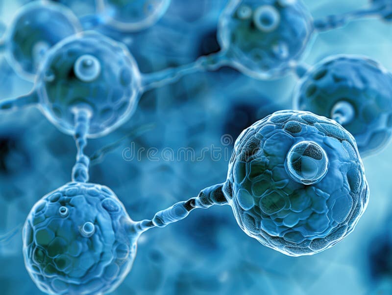 Close-up of Blue Spherical Cells Connected in a Network Stock Image ...