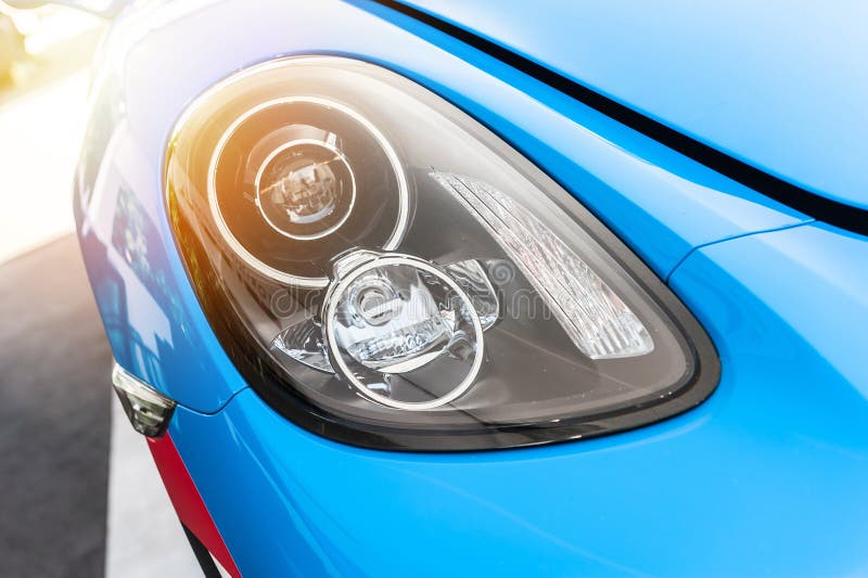 Close Up of a Blue Sport Luxury Car in Sunset Editorial Photography ...