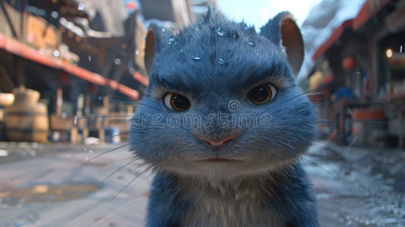A Close Up of a Blue Squirrel with Water Droplets on Its Face, AI Stock ...