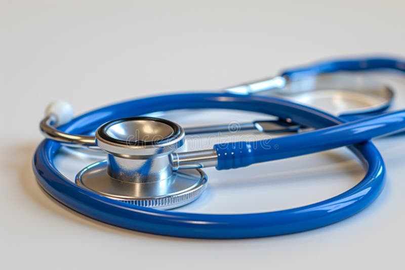 Close-Up of Blue Stethoscope on White Surface Stock Illustration ...