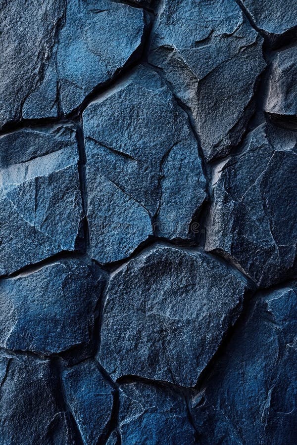 Close-up of Blue Stone Wall with Cracks Stock Photo - Image of finish ...