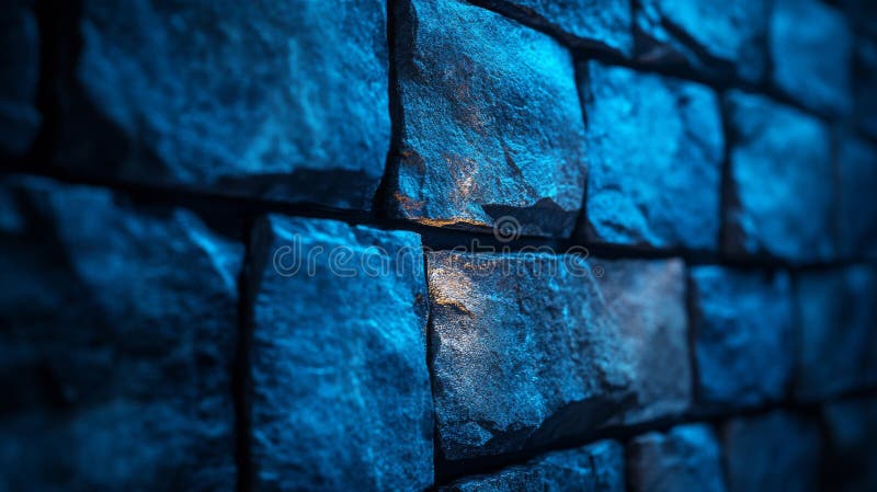 Close-up of Blue Stone Wall Texture with Subtle Lighting. Architectural ...