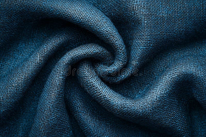 Close-up of Blue Textured Fabric with Focus on Interwoven Threads and ...