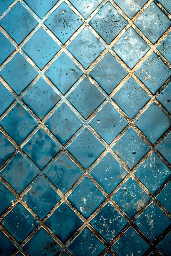 Close Up of Blue Tiled Wall. Generative AI Stock Illustration ...