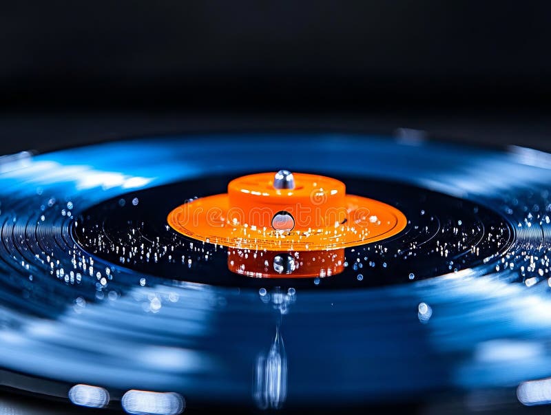 A Close Up of a Blue Vinyl Record with Water Droplets on it Stock Photo ...