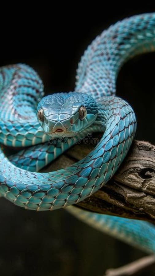 Close-up of a Blue Viper Snake Stock Illustration - Illustration of ...