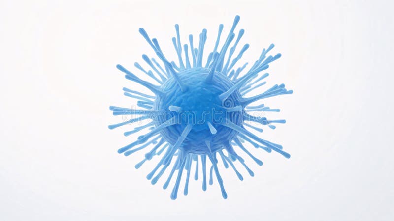 Close-up of a Blue Virus with Spikes, Isolated Against a White ...