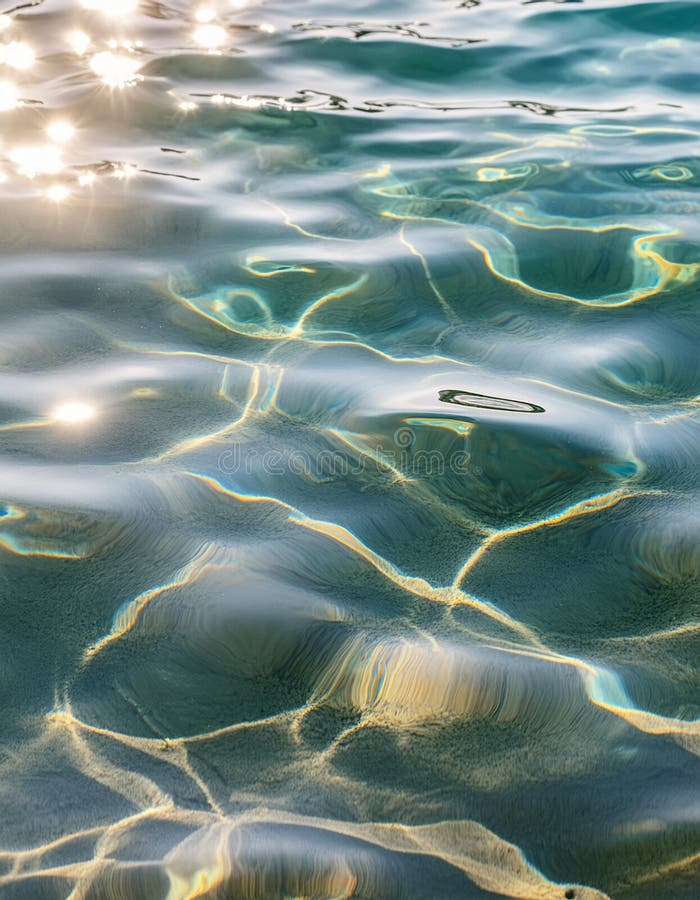 Close Up of Blue Water Surface with Sun Reflections, Shallow Depth of ...