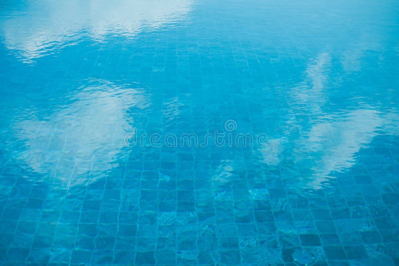 Close Up Blue Water in Swimming Pool Reflection White Clouds and Blue ...