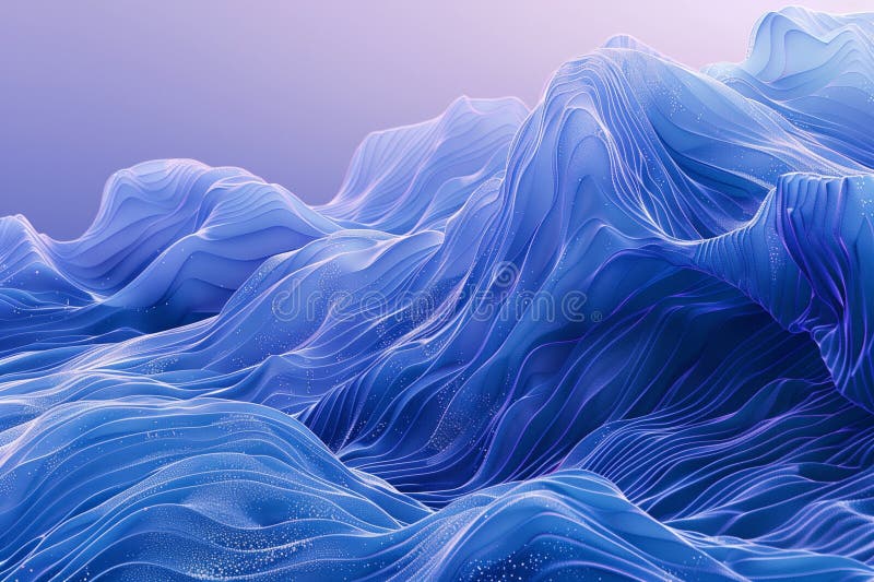 A Close-up of Blue Waves in the Style of Digital Art, with an Ethereal ...