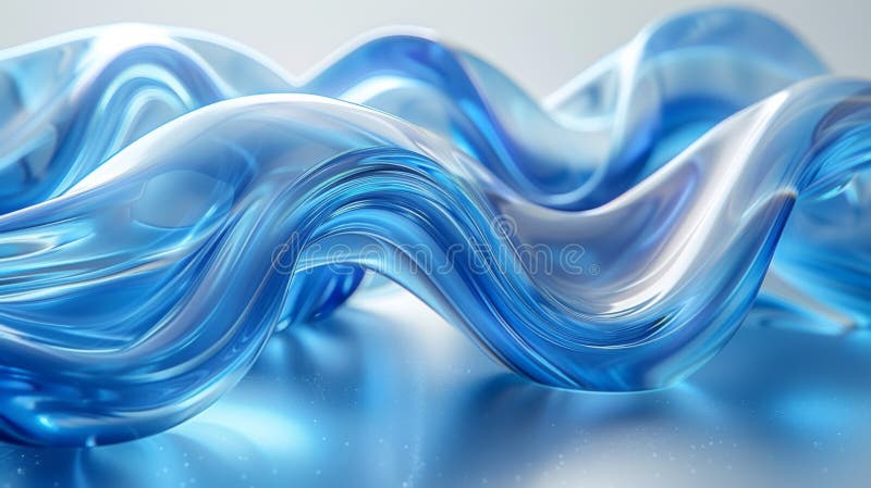 A Close Up of a Blue Wavy Glass Sculpture on Top of Some Other Objects ...