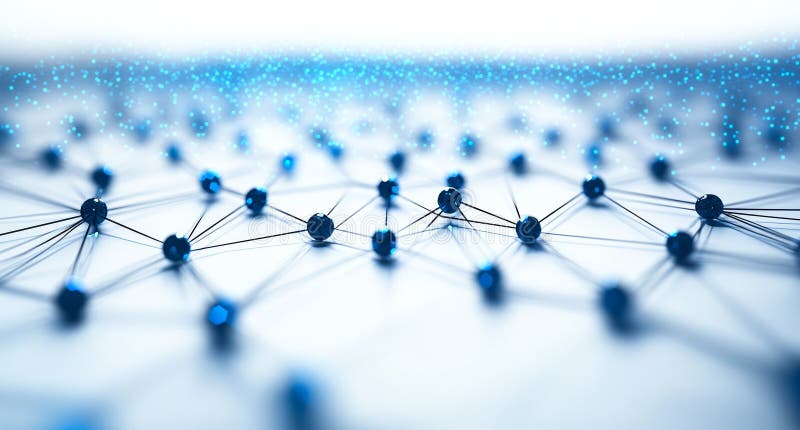 A Close Up of a Blue and White Background with Many Small Blue Spheres ...