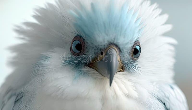 A Close Up of a Blue and White Bird with Big Eyes Stock Illustration ...