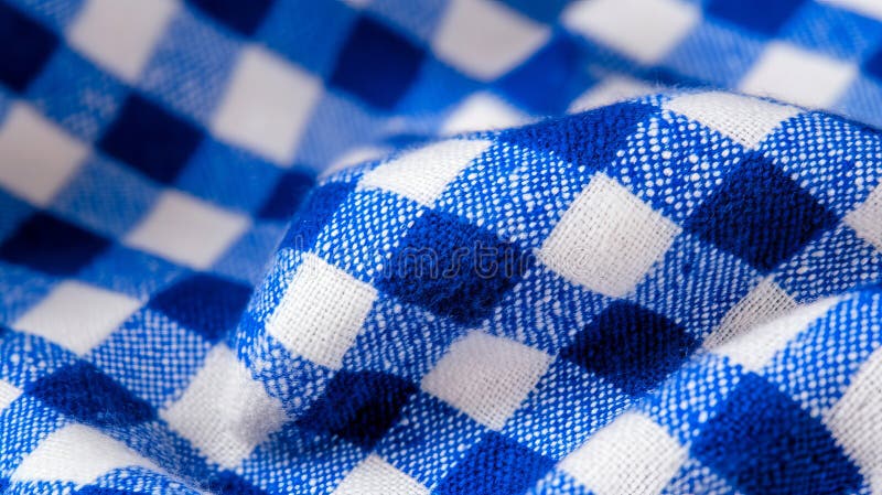 A Close Up of a Blue and White Checkered Table Cloth Stock Photo ...