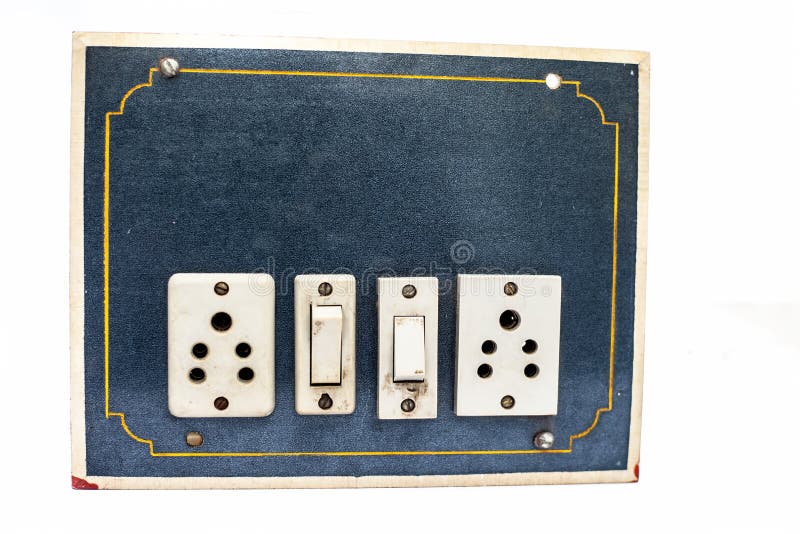 Close Up of Blue and White Colored Switch Board or Electric Switchboard ...
