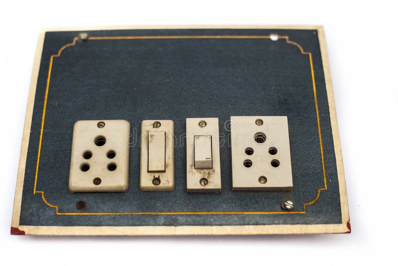 Close Up of Blue and White Colored Switch Board or Electric Switchboard ...