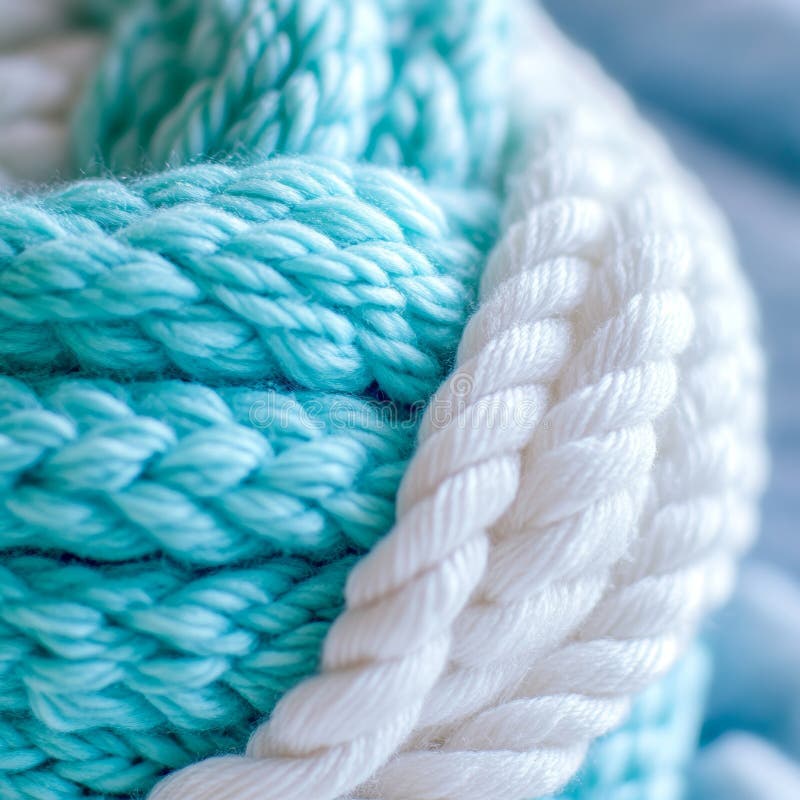 Close Up of Blue and White Nautical Rope, Texture of Twisted Cable ...