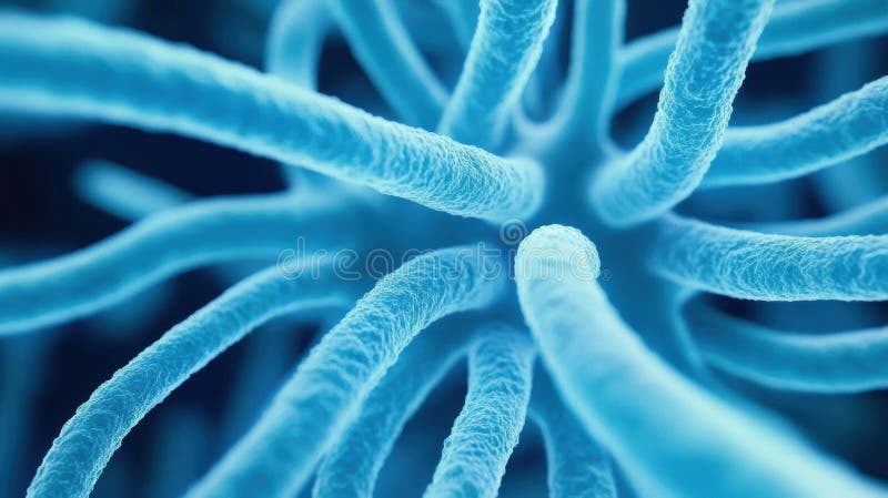A Close Up of a Blue and White Structure with Long Strands, AI Stock ...