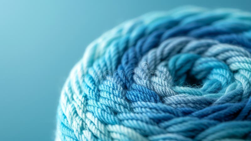 Close-up of a Blue Yarn Roll in a Spiral Pattern. Stock Image - Image ...
