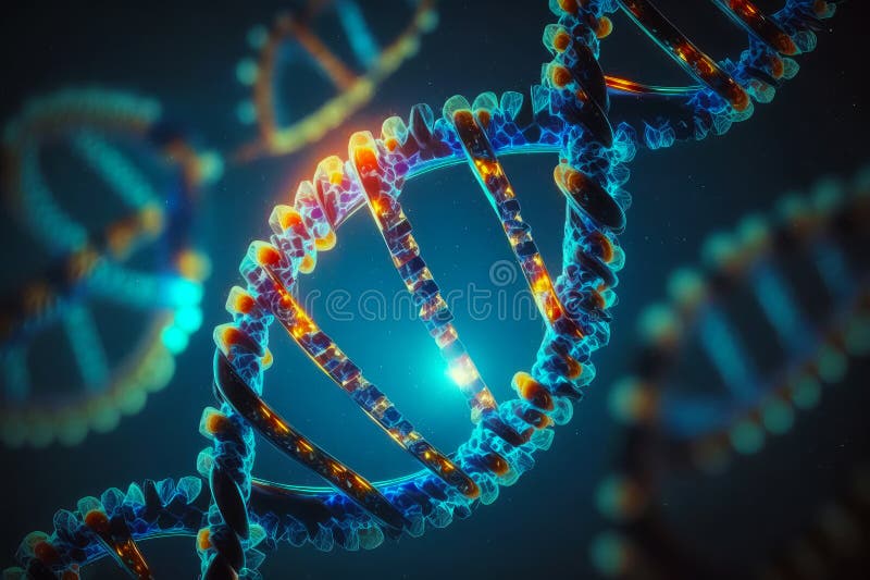 Close Up of Blue and Yellow Double - Stranded Model of Human Cell ...