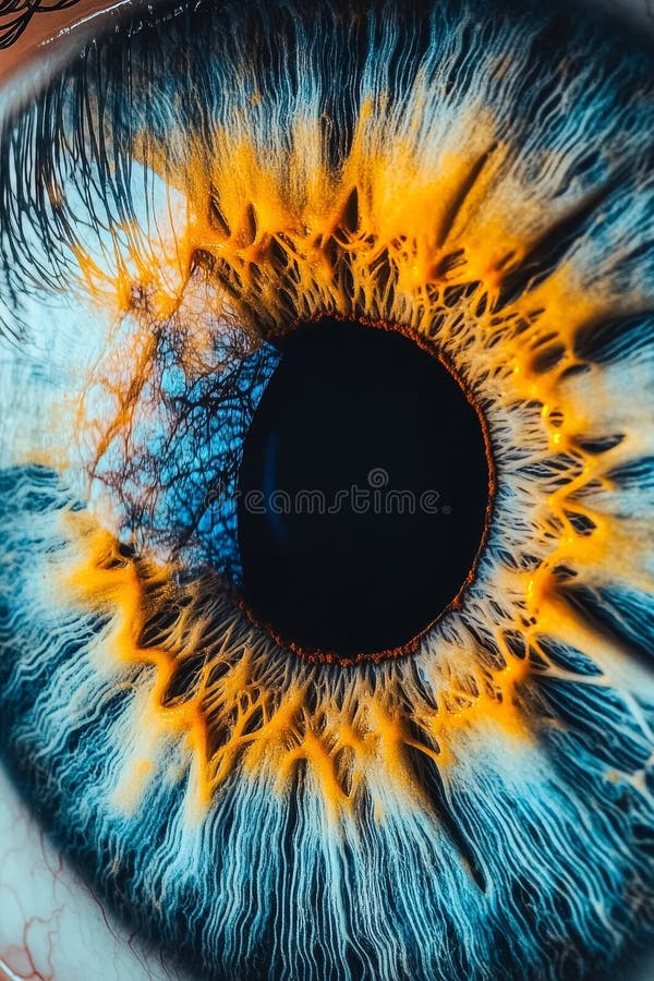 Close-Up of a Blue and Yellow Human Iris Exploring the Complexities and ...
