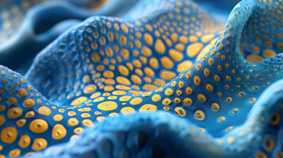 A Close Up of a Blue and Yellow Patterned Fabric, AI Stock Photo ...