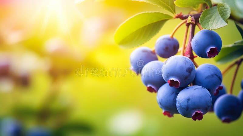 Close-up of Blueberries on a Gradient Background with a Natural Blurred ...